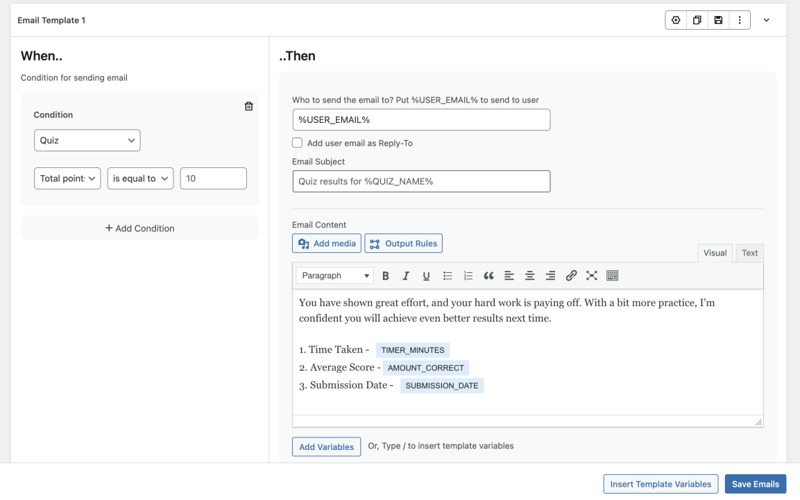 How to Setup Emails - Documentation Quiz And Survey Master