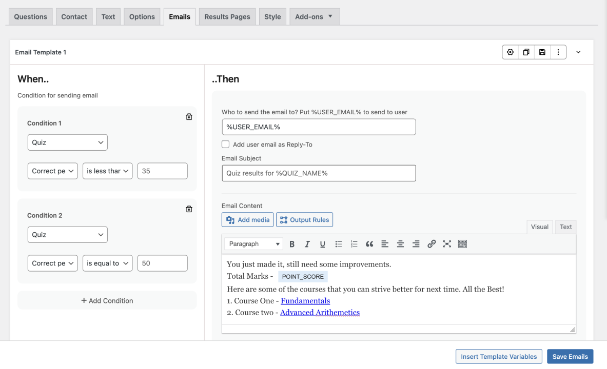 How to Setup Emails - Documentation Quiz And Survey Master