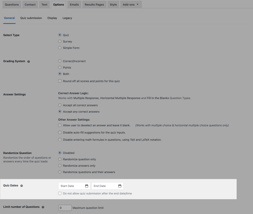 Setting an Active Time Range (Schedule Quiz) - Documentation Quiz And Survey Master