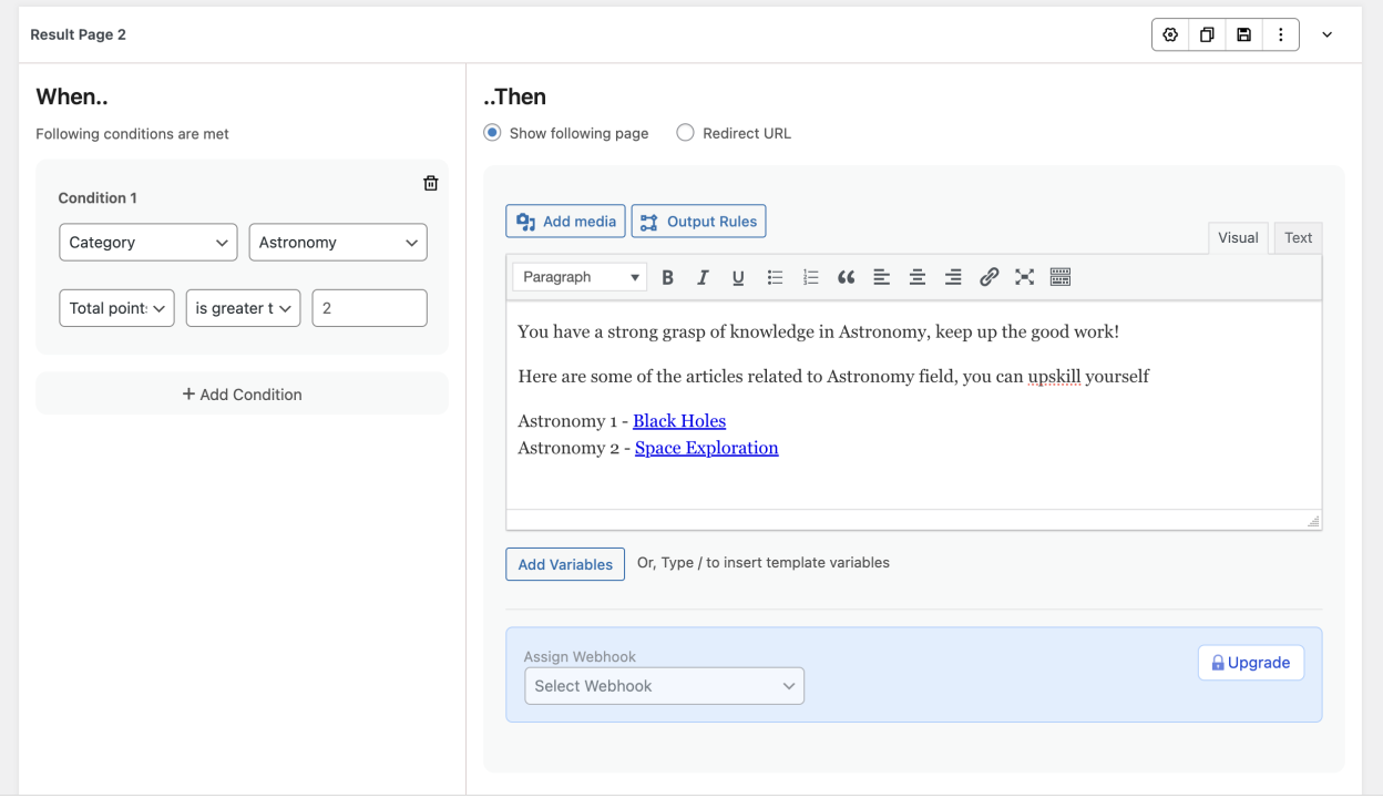 How to Setup Results Page - Documentation Quiz And Survey Master