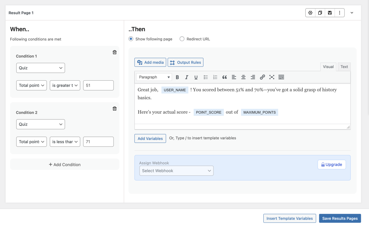 How to Setup Results Page - Documentation Quiz And Survey Master