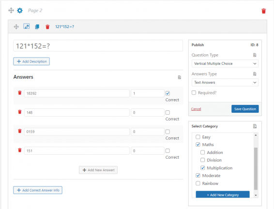 Multiple Category Support - Documentation Quiz And Survey Master