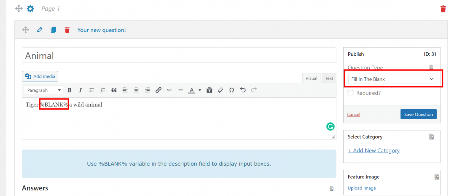 How to Create a Free Fill-in-the-Blanks Quiz on WordPress? - QSM