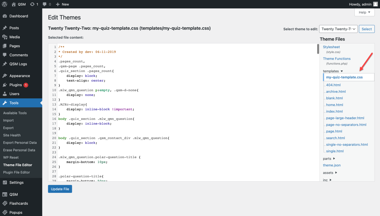 Add New Style Templates - Documentation Quiz And Survey Master