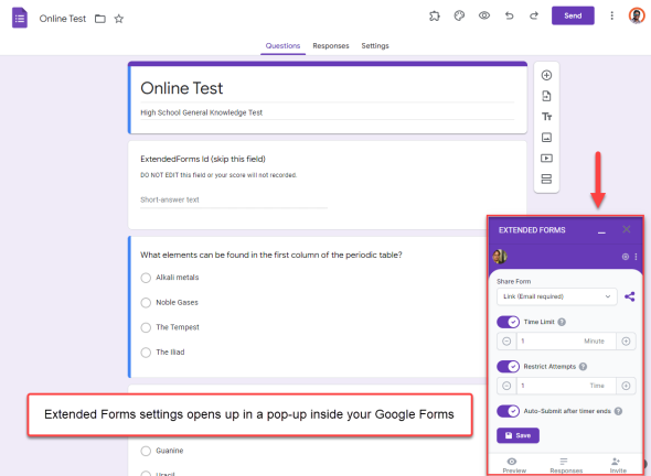 How to add a timer on Google Forms?