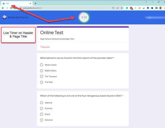 How to add a timer on Google Forms?