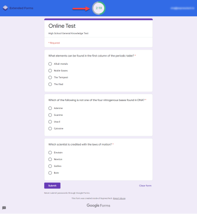 How to add a timer on Google Forms?