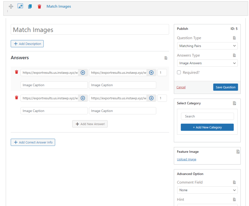 QSM Matching Pairs - Documentation Quiz And Survey Master